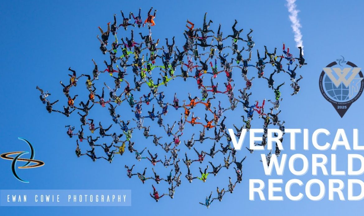 174 Skydivers Build Massive Head-Down Formation Over Chicago